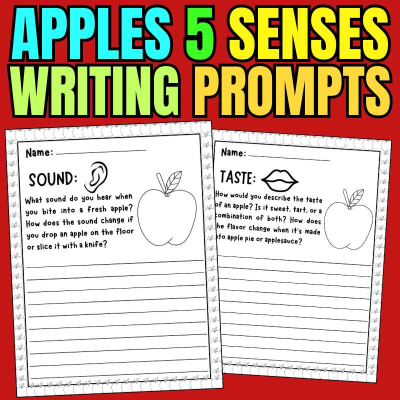 Apple 5 senses writing prompts, Fall Autumn Apple 5 senses | Teaching ...