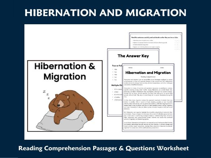 Hibernation and Migration: Reading Comprehension Passages & Questions ...