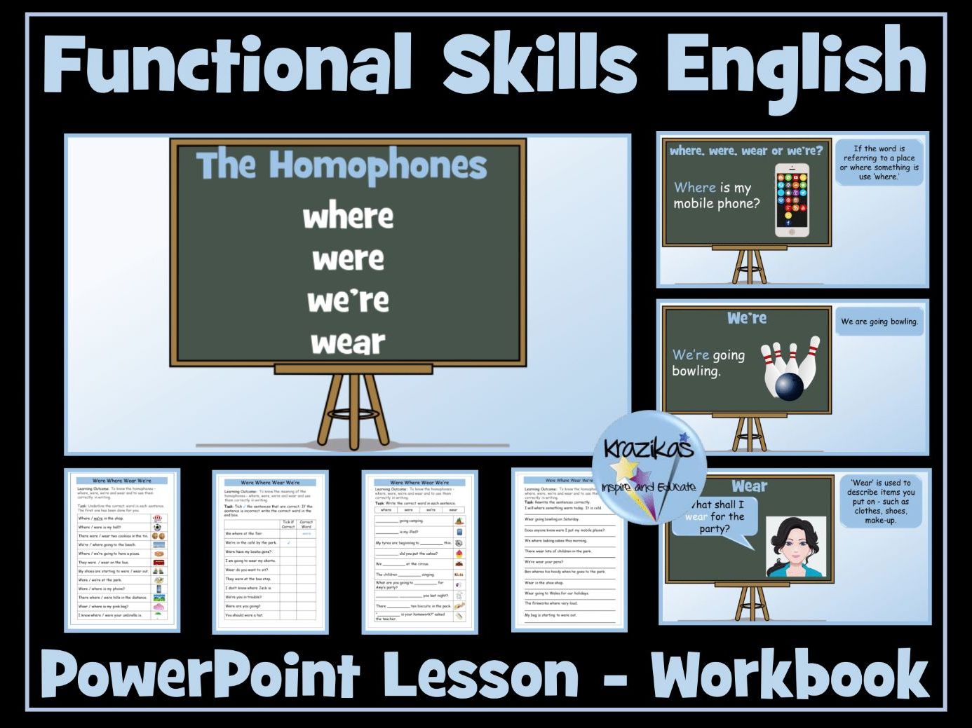 Functional Skills English Entry Level 1- Homophones - Where, Were, We ...
