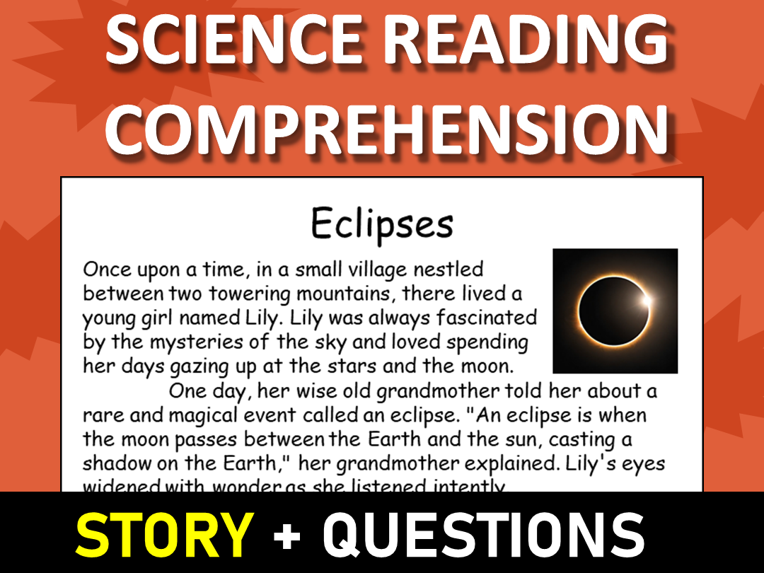 Eclipses Reading Science Story Comprehension Questions Worksheet ...