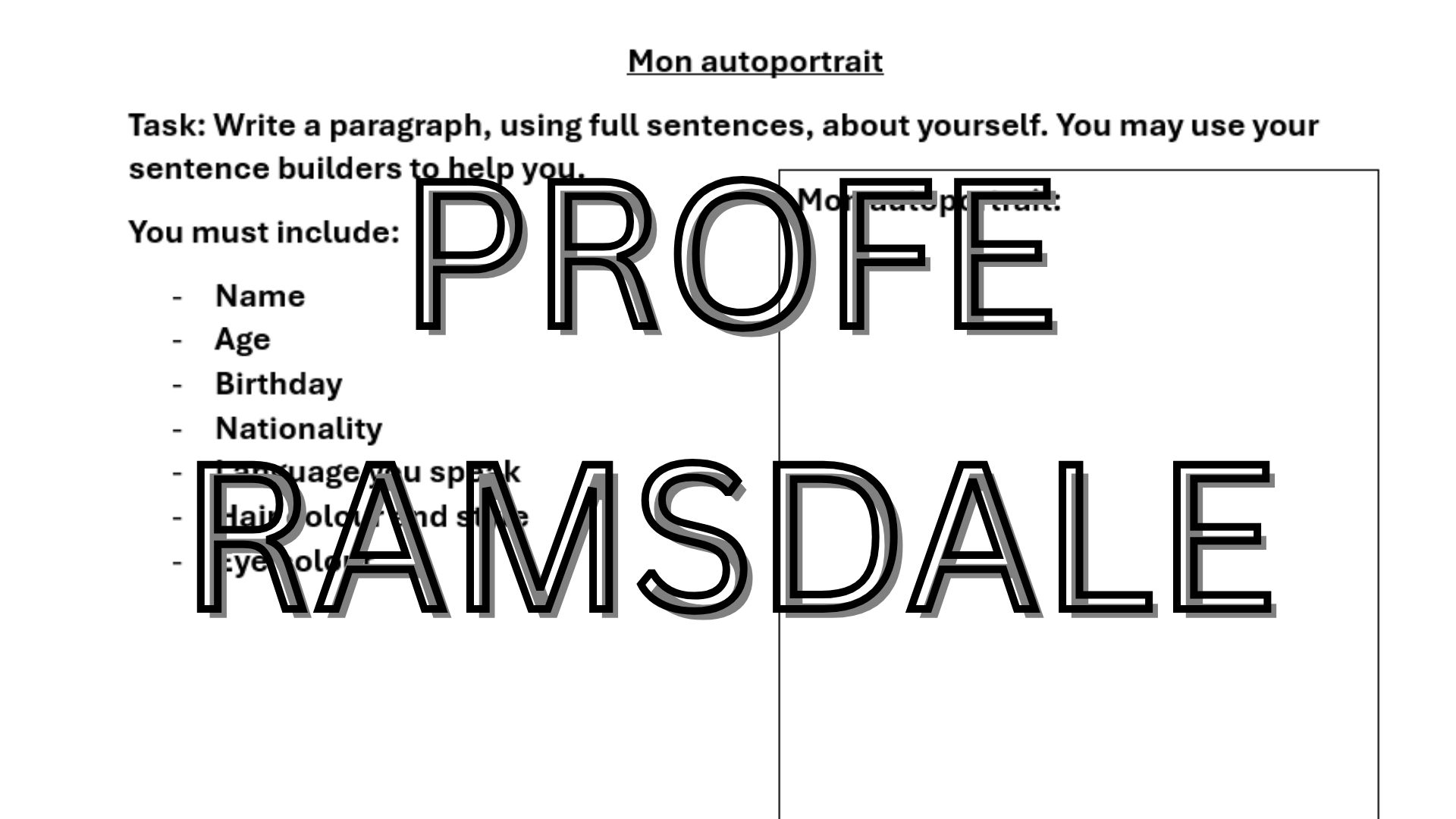 Allez 1 - Module 1 Unit 3 - Mon autoportrait | Teaching Resources