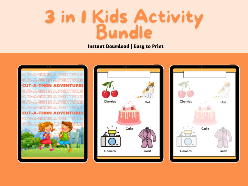 3-in-1 Kids Activity Bundle (Coloring, Do a Dot, and Cut and Paste ...