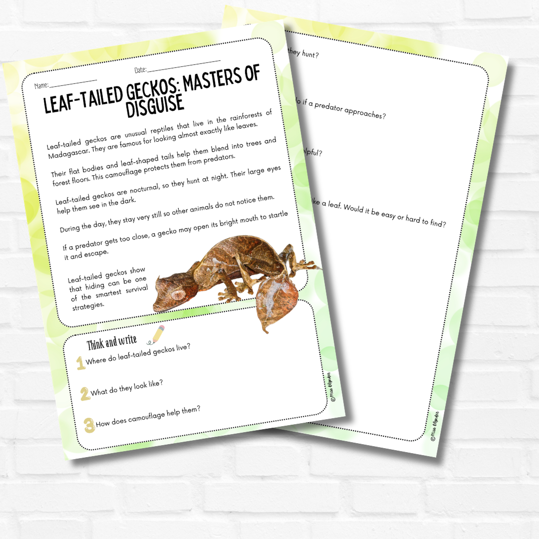 Differentiated Rainforest animals Reading Comprehension | Nonfiction ...