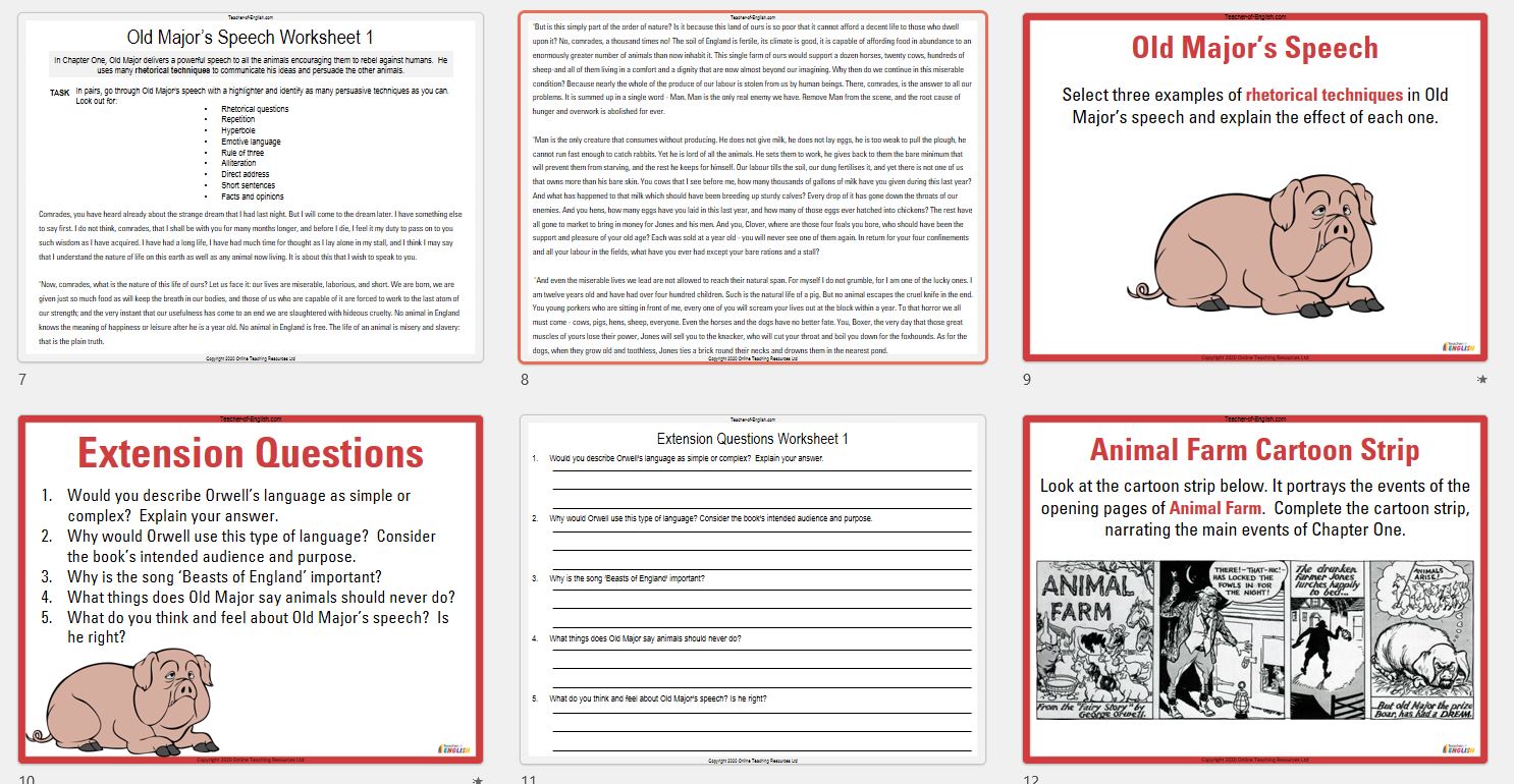 Animal Farm - Chapter 1 | Teaching Resources