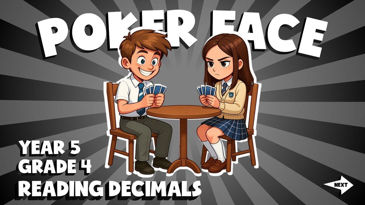 Reading Decimals POKER FACE Maths Game | No-Prep Year 5 Review Activity ...