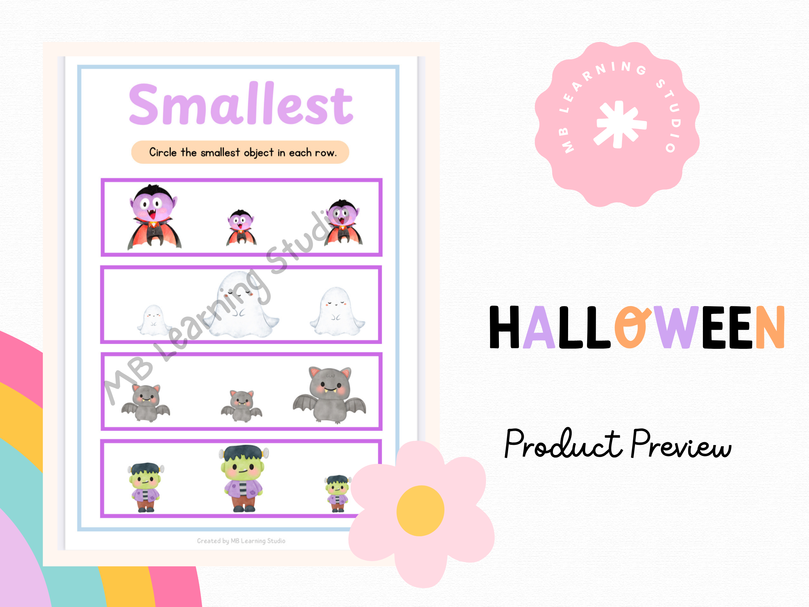 Biggest and Smallest Halloween Worksheets – Comparing Size Activity for ...