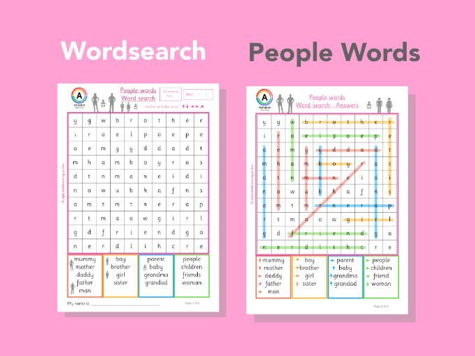 Wordsearch People words (from high frequency word list) | Teaching ...
