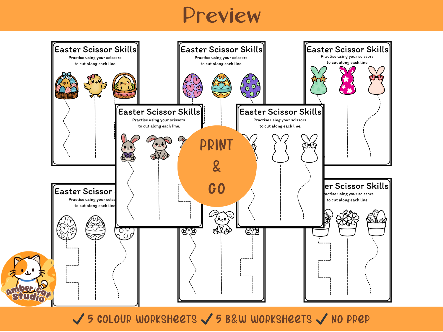 Easter Scissor Skills | Fine Motor Cutting Practice Worksheets | EYFS ...