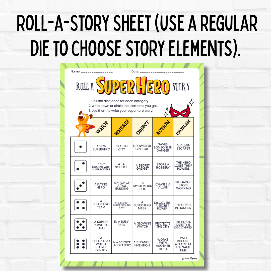 Roll a Superhero story – ESL Roll the Dice Speaking & Writing Activity ...