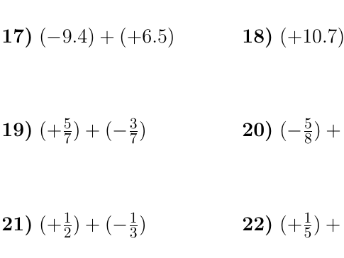 Adding Numbers With Different Signs Worksheet (with solutions ...