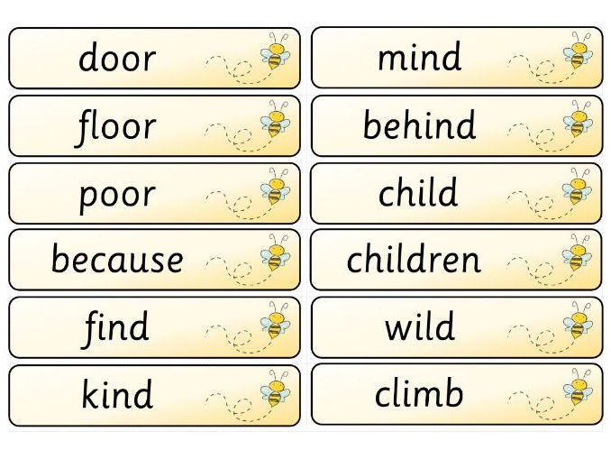 Year 2 Common Exception Words Bee Cards Teaching Resources