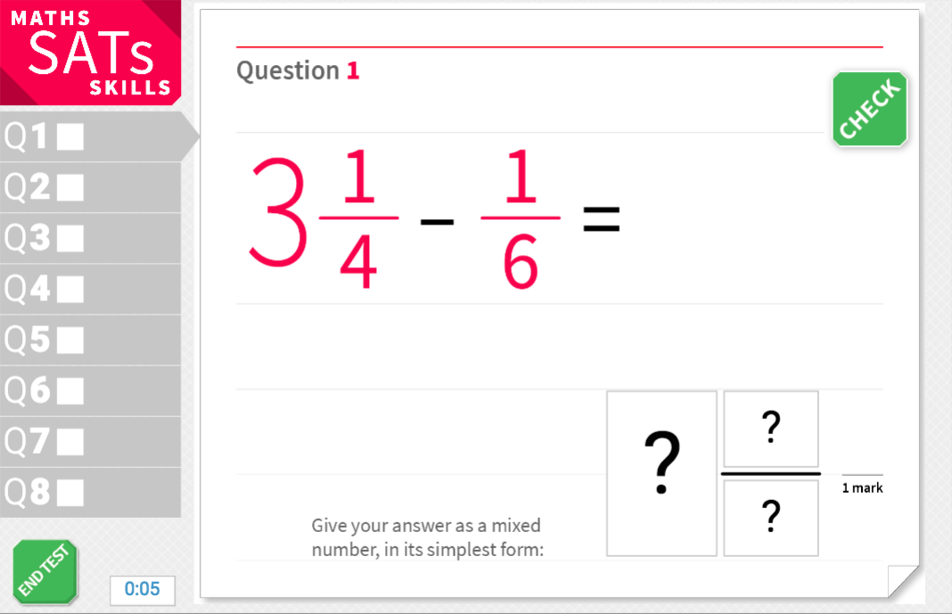 Subtract Fractions With Mixed Numbers KS2 Maths Sats Arithmetic 