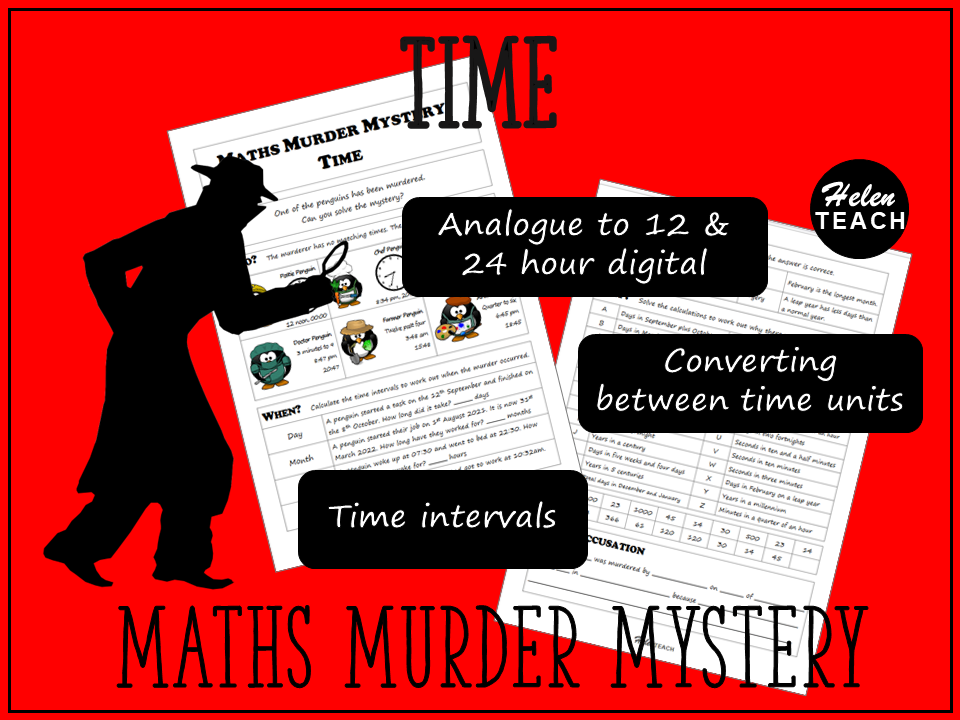 Time Maths Murder Mystery With Answers | Teaching Resources