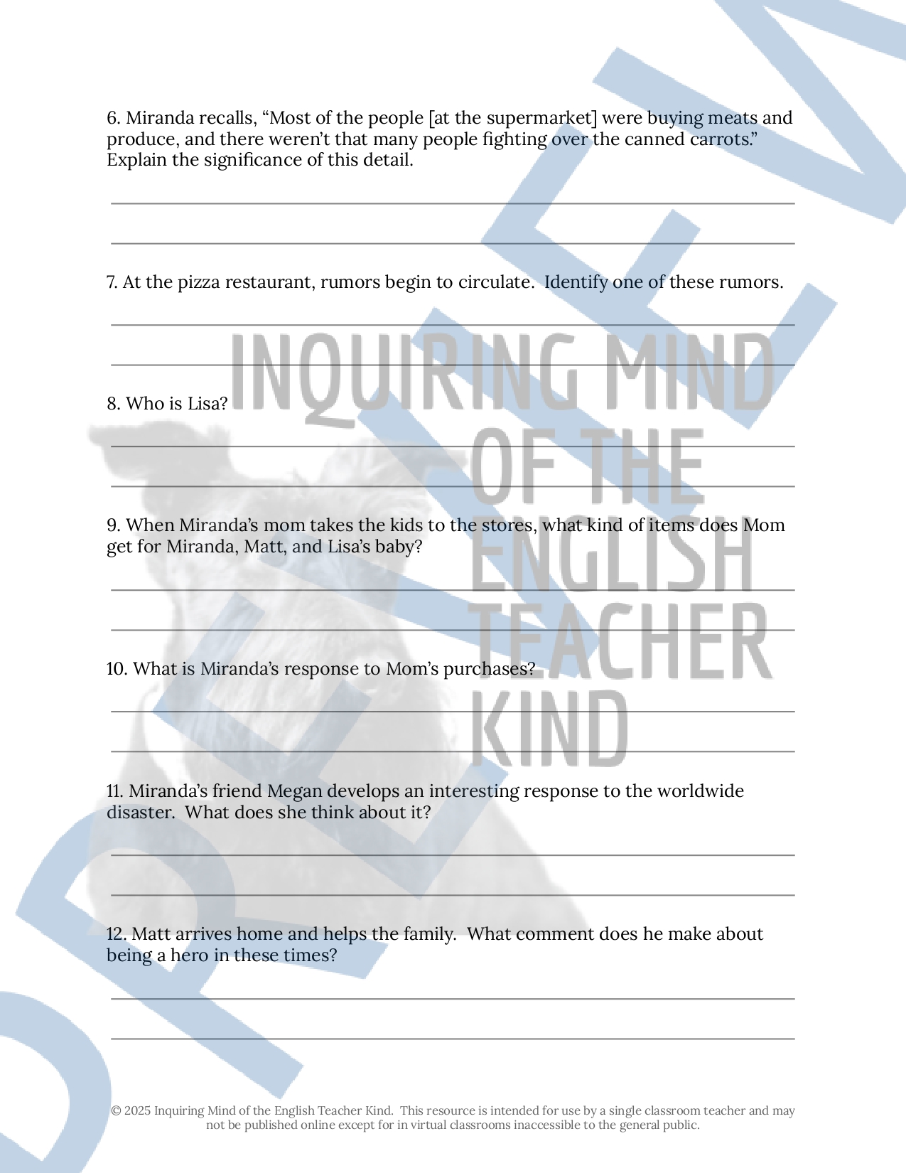 Life As We Knew It Chapters 1 through 4 Quiz and Answer Key | Teaching ...