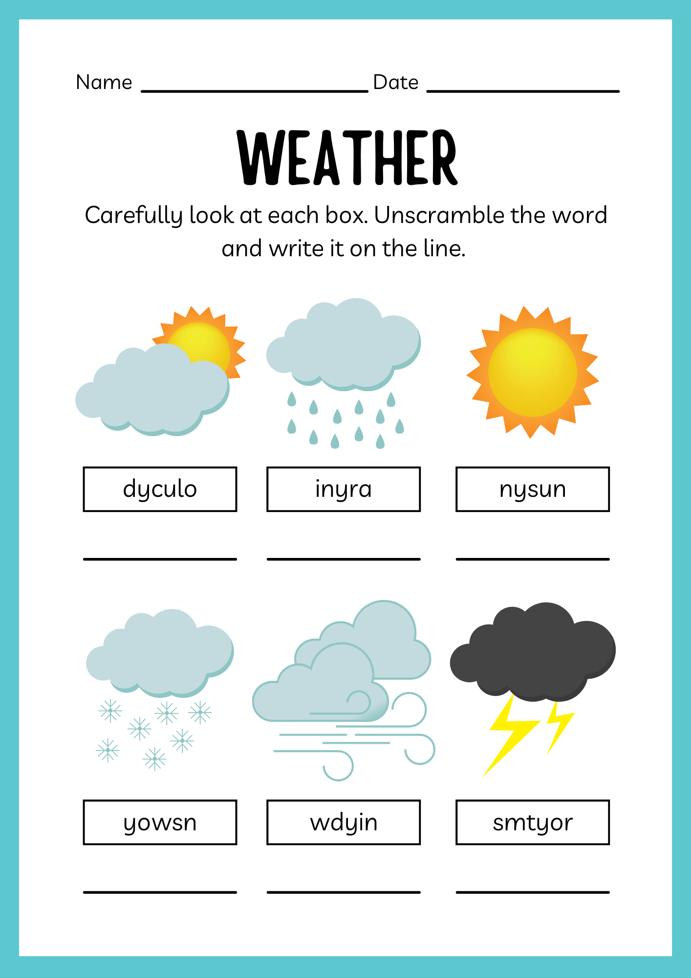 Science Weather Worksheets for Kids | Teaching Resources