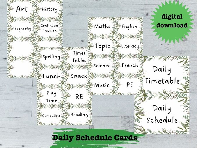 Daily Timetable Cards – Nature-Themed Visual Schedule | Teaching Resources