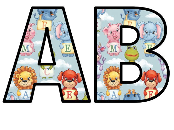 Cute Animal Alphabet Letters Lettering Set Display Title Letters ...