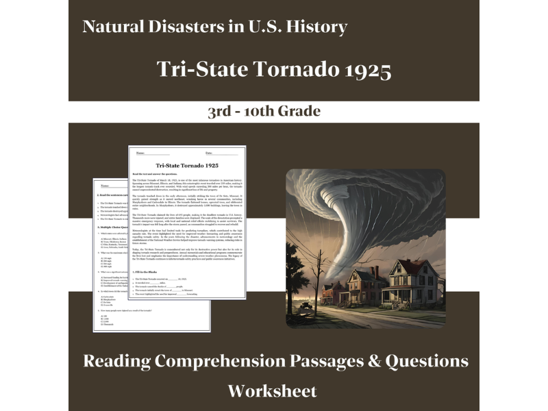 Tri-State Tornado of 1925 Reading Comprehension Passages & Questions ...