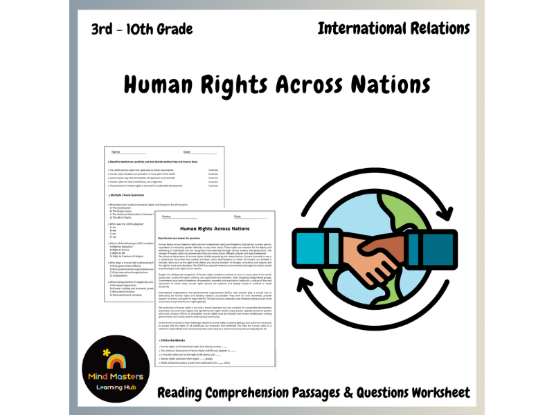 Human Rights Across Nations Reading Comprehension Passages & Questions ...