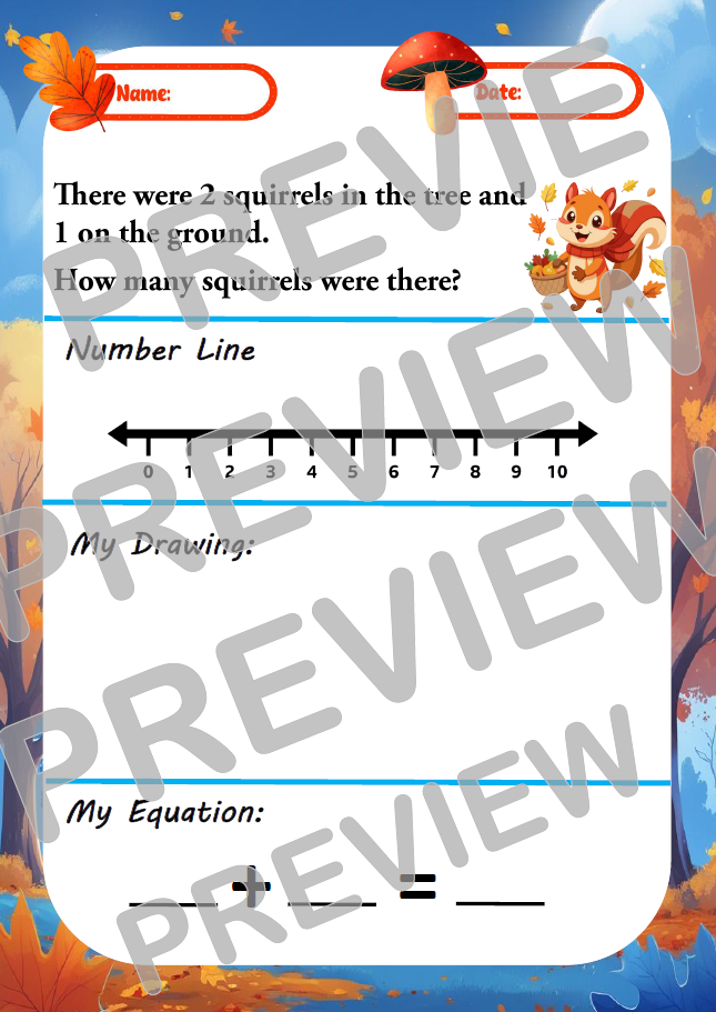 Fall / Autumn Math Addition Subtraction Story Problems for EYFS ...