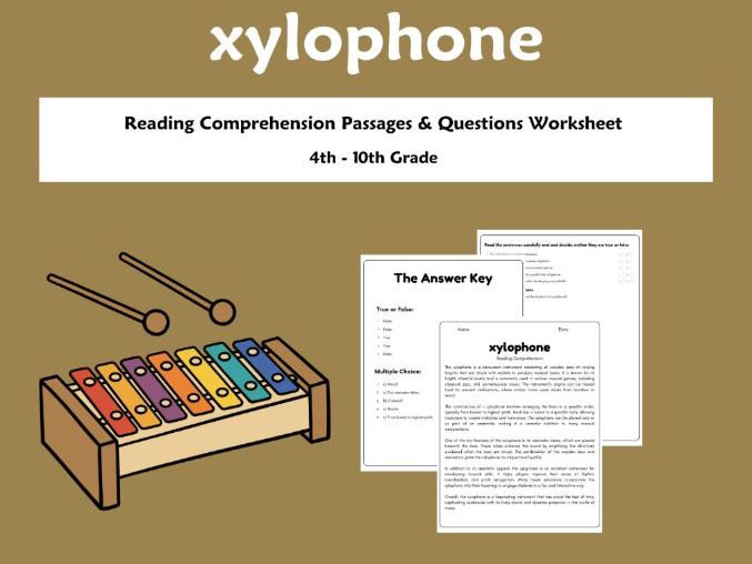 Xylophone: Reading Comprehension Passages & Questions Worksheets ...