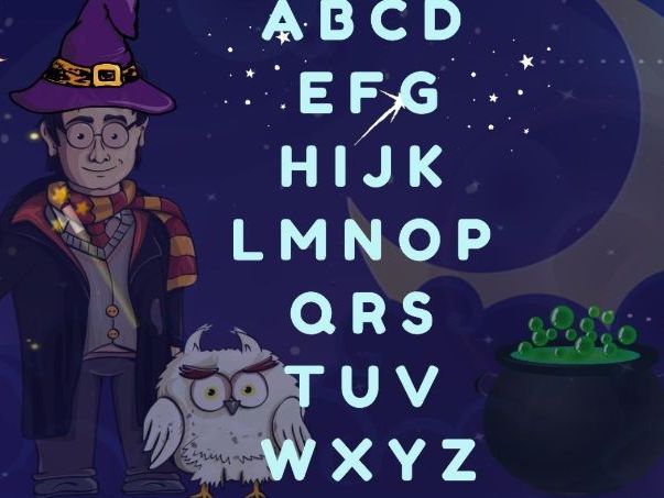 Harry Potter Wizard Themed Alphabet Sheet, PDF Printable, Learn the ABC ...