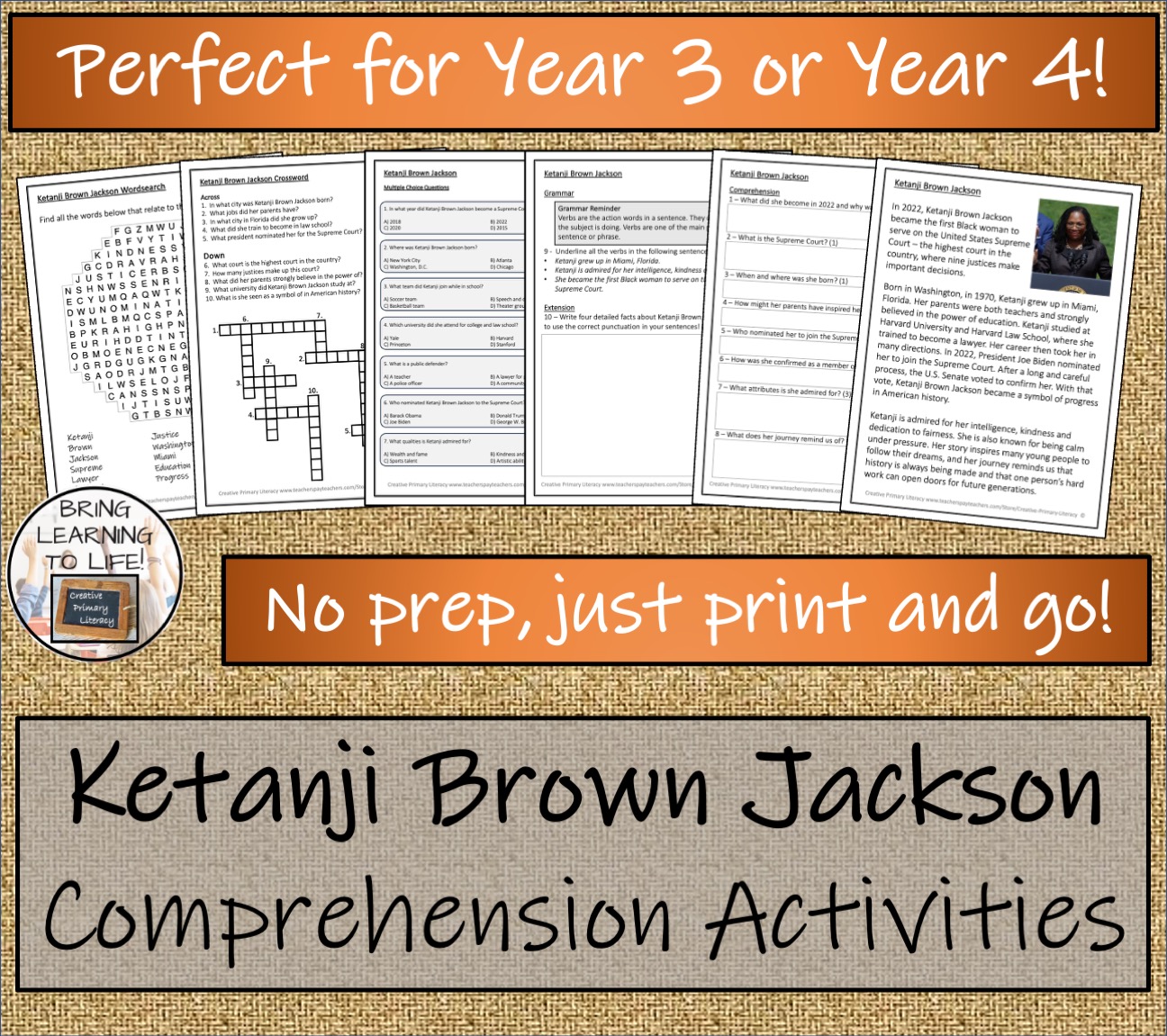 Ketanji Brown Jackson Reading Comprehension Activities | Year 3 or Year ...
