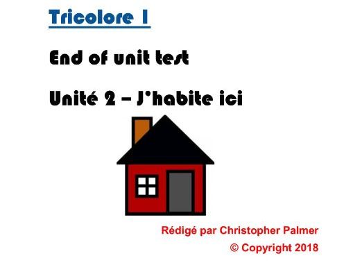 French Tricolore 1 5th Edition Unit 2 End Of Unit Test Paper