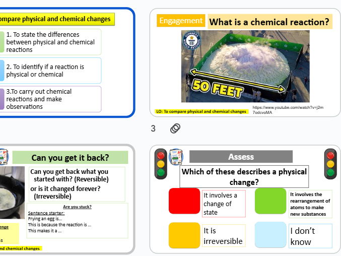 Physical and chemical reactions KS3 Science | Teaching Resources