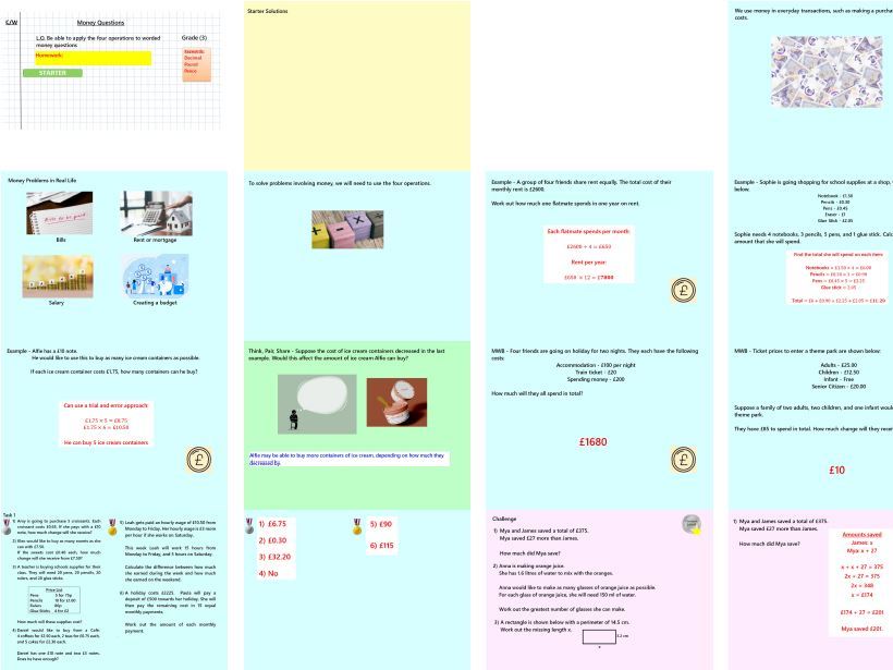 Money Questions Maths GCSE PowerPoint ActivInspire Lesson 