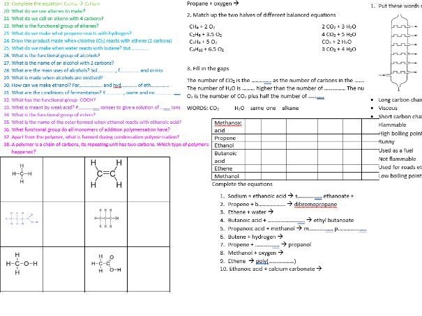 Organic Chemistry revision | Teaching Resources