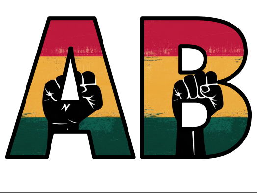 Black History Month Flag Fist New Lettering Set Display Title Letters ...