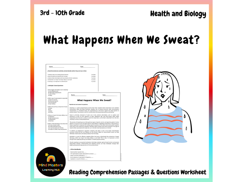 What Happens When We Sweat? Reading Comprehension Passages & Questions ...