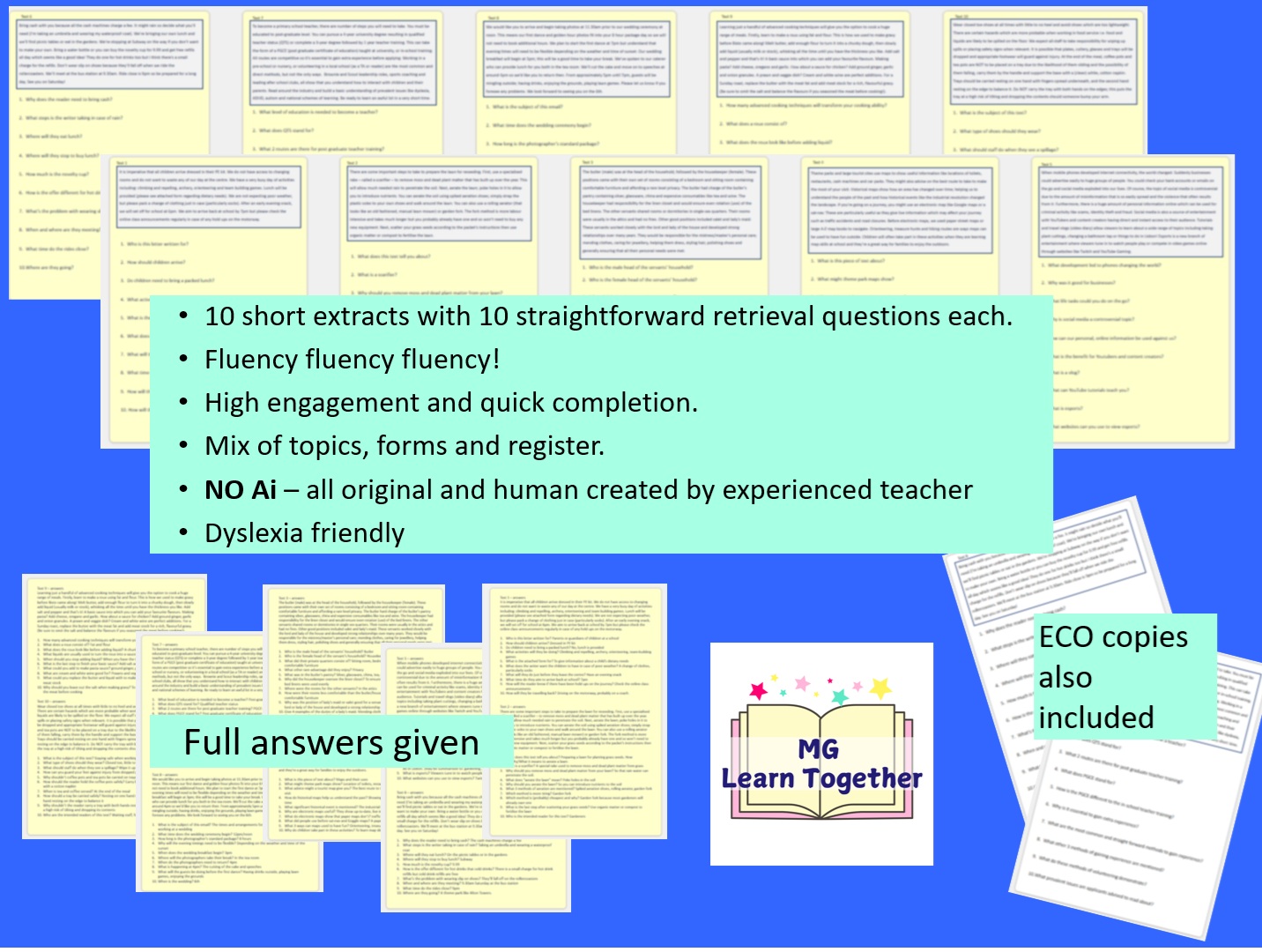 FS Functional Skills English Reading 10 comprehensions mixed Retrieval ...