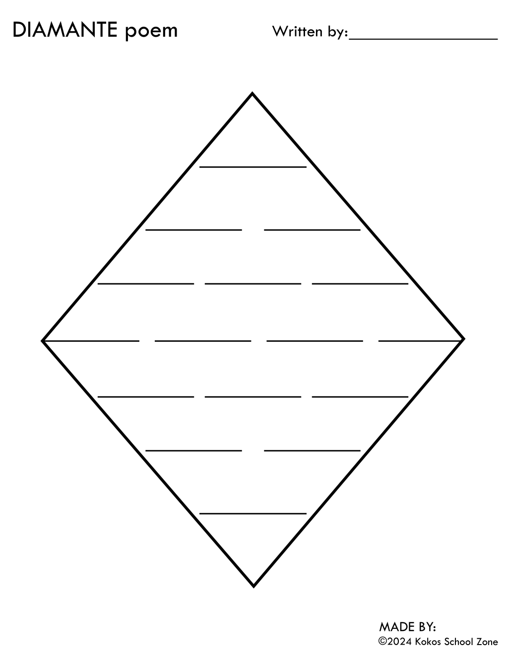 Blank Diamante Poem Template - Printable | Teaching Resources