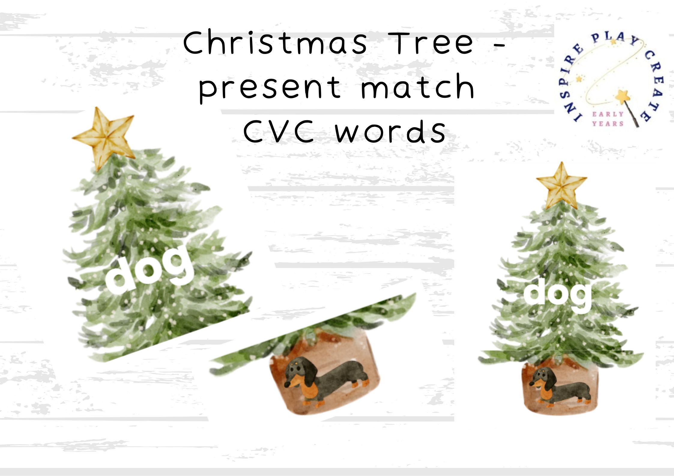 Christmas Tree CVC word and pciture match | Teaching Resources
