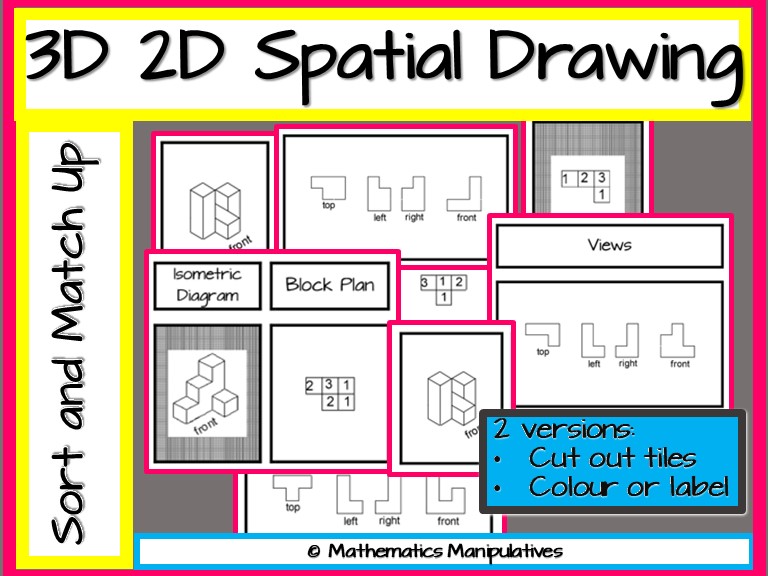 Geometry 3D 2D Spatial Drawing Match-Up | Teaching Resources