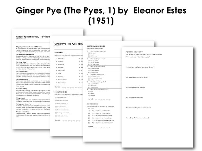 Ginger Pye (The Pyes, 1) by Eleanor Estes (1951) | Teaching Resources