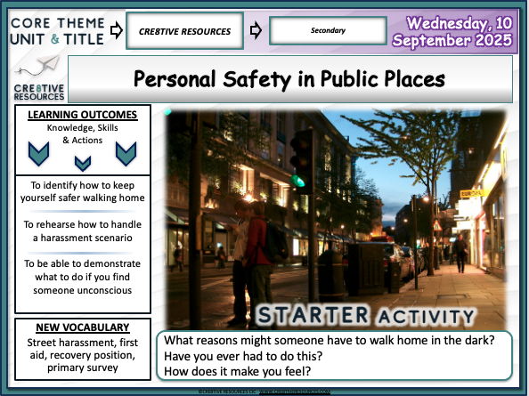 Personal Safety in Public Spaces - PSHE lesson | Teaching Resources
