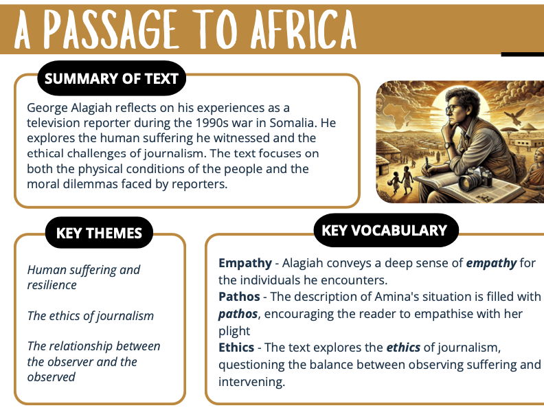 A PASSAGE TO AFRICA George Alagiah- One Pager | Teaching Resources