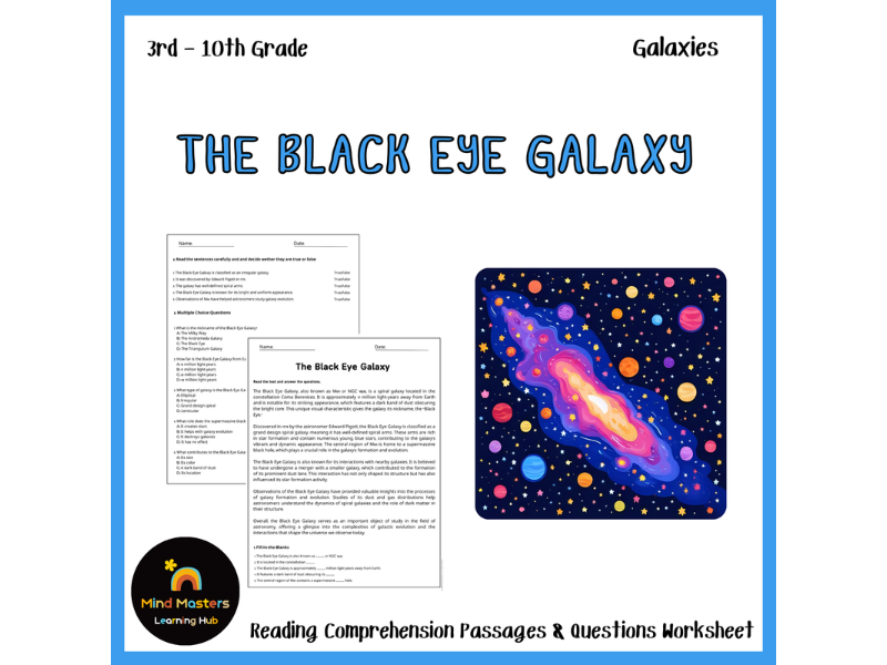 The Black Eye Galaxy Reading Comprehension Passages & Questions ...