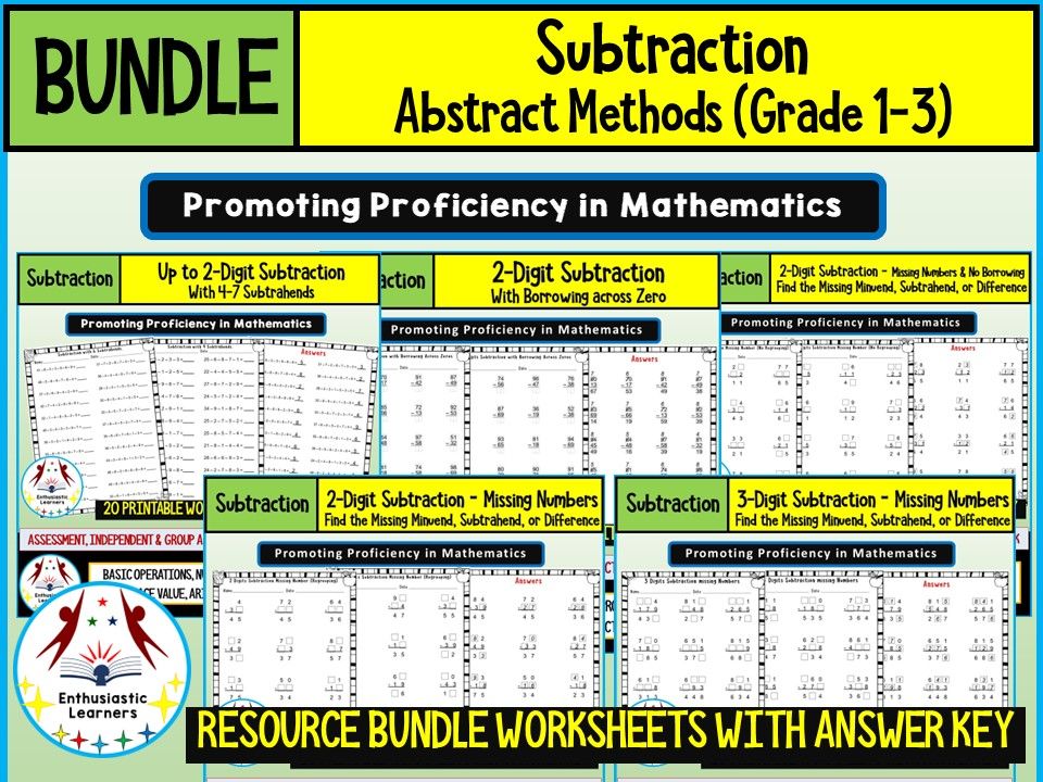 Subtraction Abstract Method BUNDLE for Grades 1–3 | Teaching Resources
