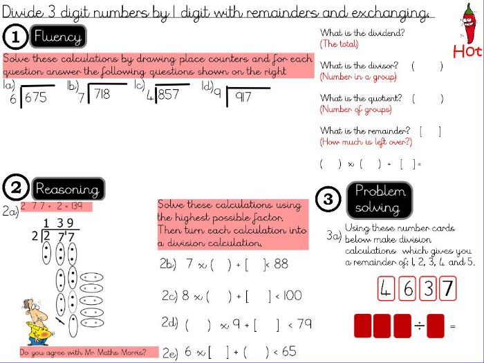 Multiplication And Division Divide 3 Digit Numbers By 1 Digit With 