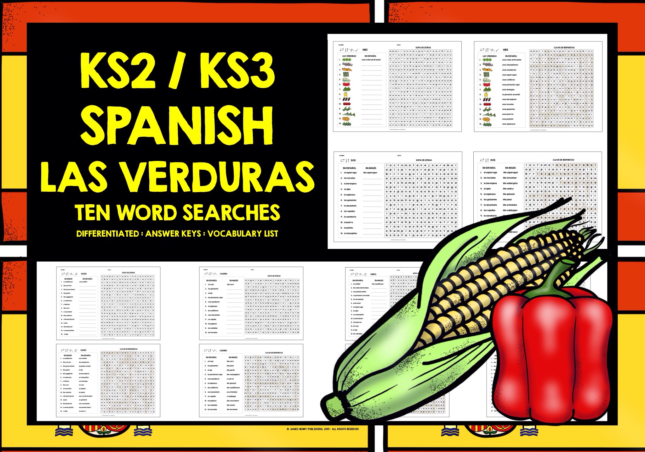 SPANISH VEGETABLES WORD SEARCHES | Teaching Resources