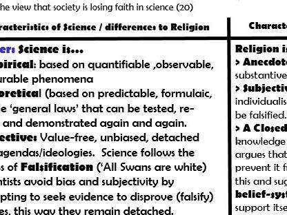 Religion, Science & Ideologies AQA Sociology A-Level | Teaching Resources