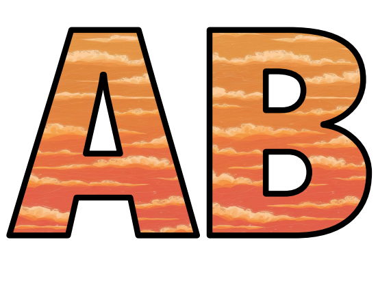 Orange Clouds Lettering Set Display Title Letters Numbers Signs ...