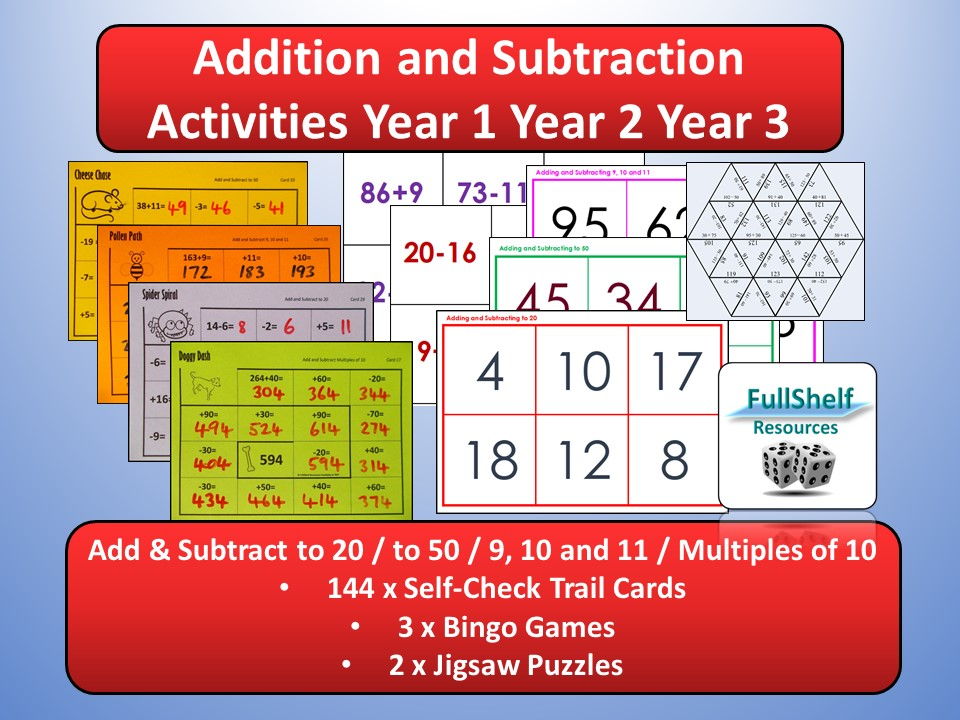 KS1 Maths Number Activities (Add / Subtract) by FullShelf - Teaching ...