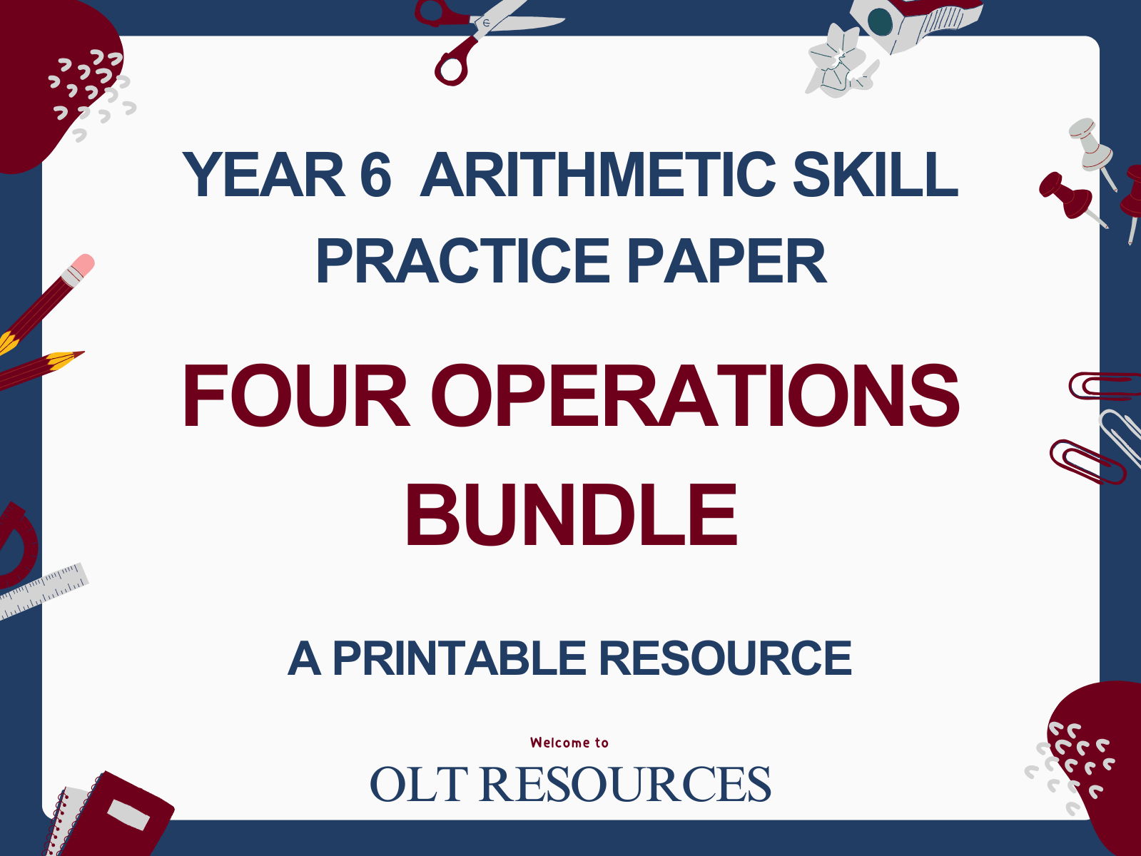 Year 6 Maths Arithmetic Skill Practice Papers Four Operations Bundle Printable Resource
