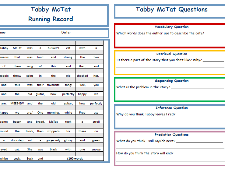 Worksheets TABBY MCTAT Julia Donaldson Reading Comprehension Activities ...