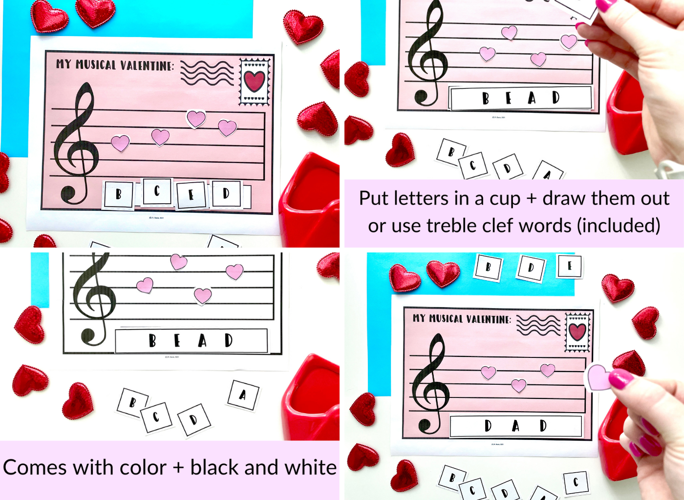 Valentine's Day Treble Clef Composition Activity | Teaching Resources